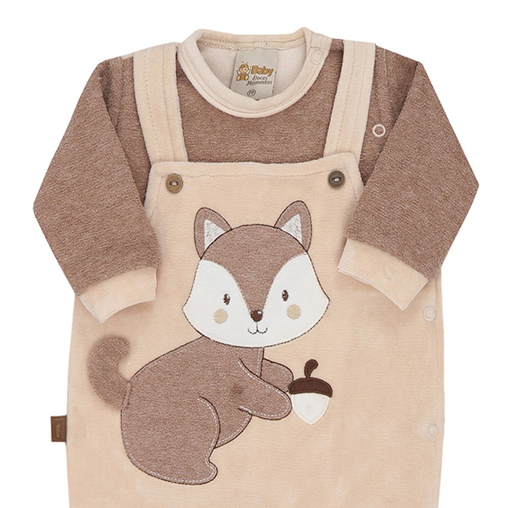 Macacão Jardineira Inverno Bebe Menino Fox